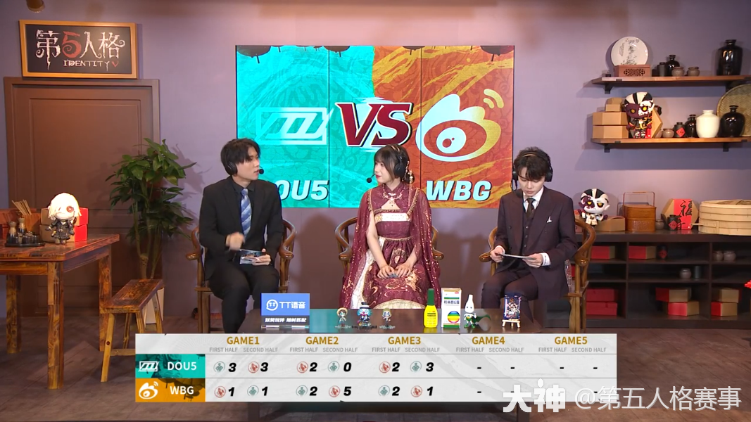 DOU5 vs WBG第三局赛果公示DOU5对战WBG_第五人格 | 大神