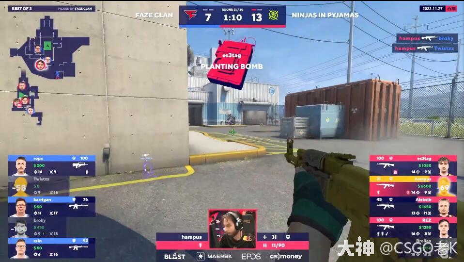 BLAST 秋决：狭路相逢勇者胜！ FaZe 2-1战胜 NIP_CSGO | 大神