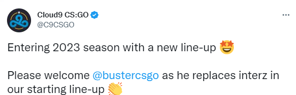 官宣：buster加入Cloud9取代interz_CSGO | 大神