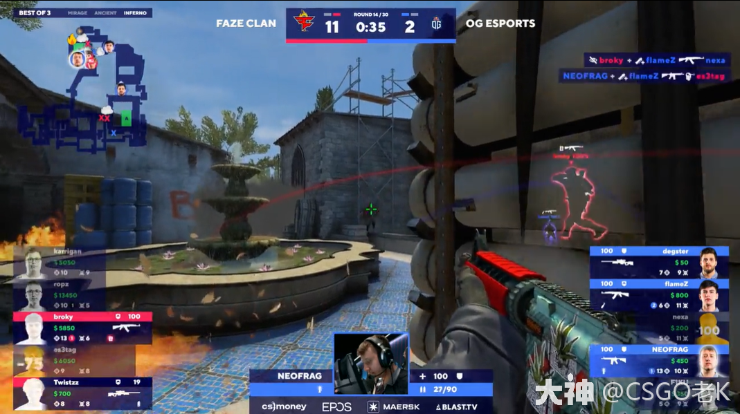 BLAST春季小组赛:总监发大力! FaZe 2-1击败OG_CSGO | 大神